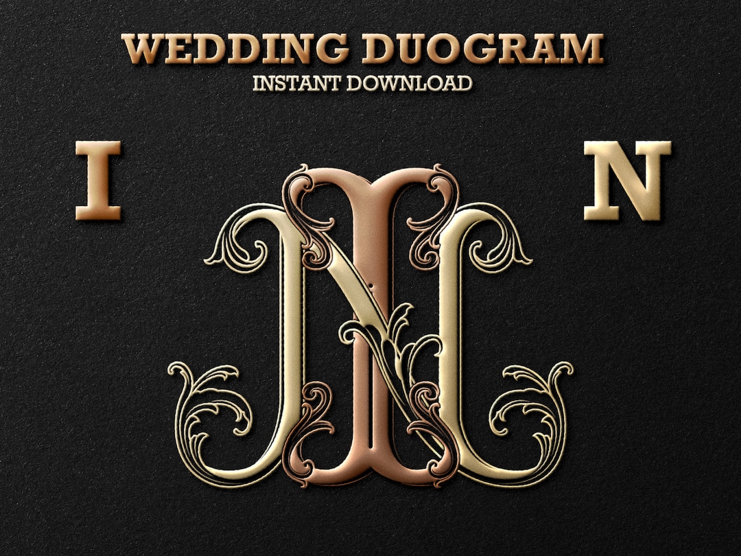 2 Letter Monogram With Letters IN Digital Download Wedding Monogram SVG ...