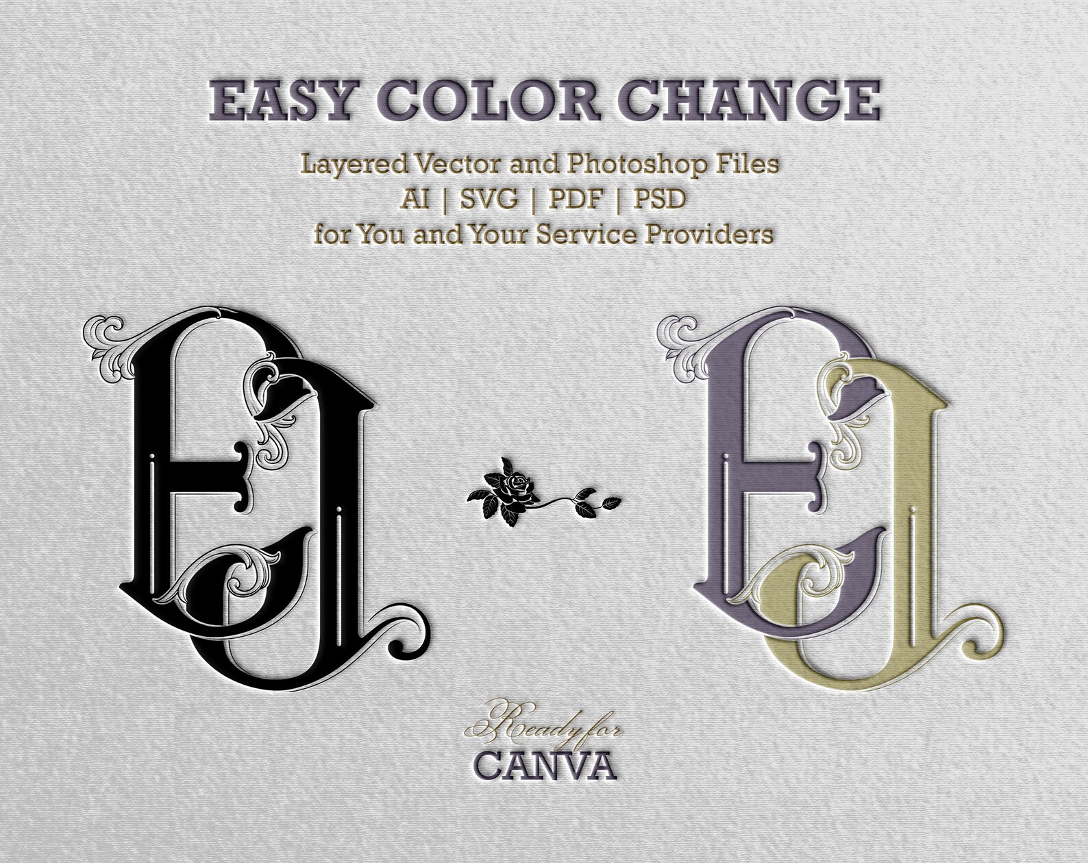 Wedding Monogram Logo: Initials EJ, Color Editable (digital Download ...