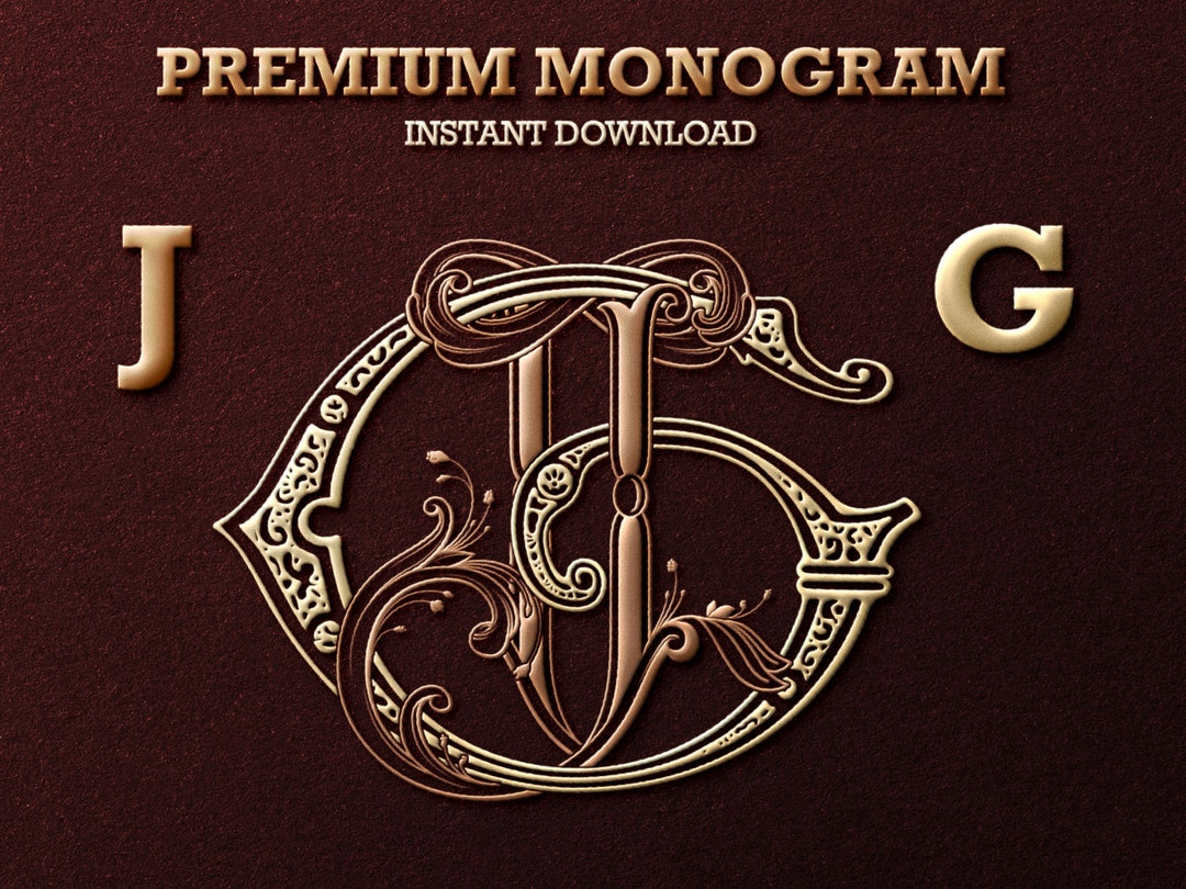 2 Letter Monogram with Letters JG Digital Download Wedding Monogram SVG ...