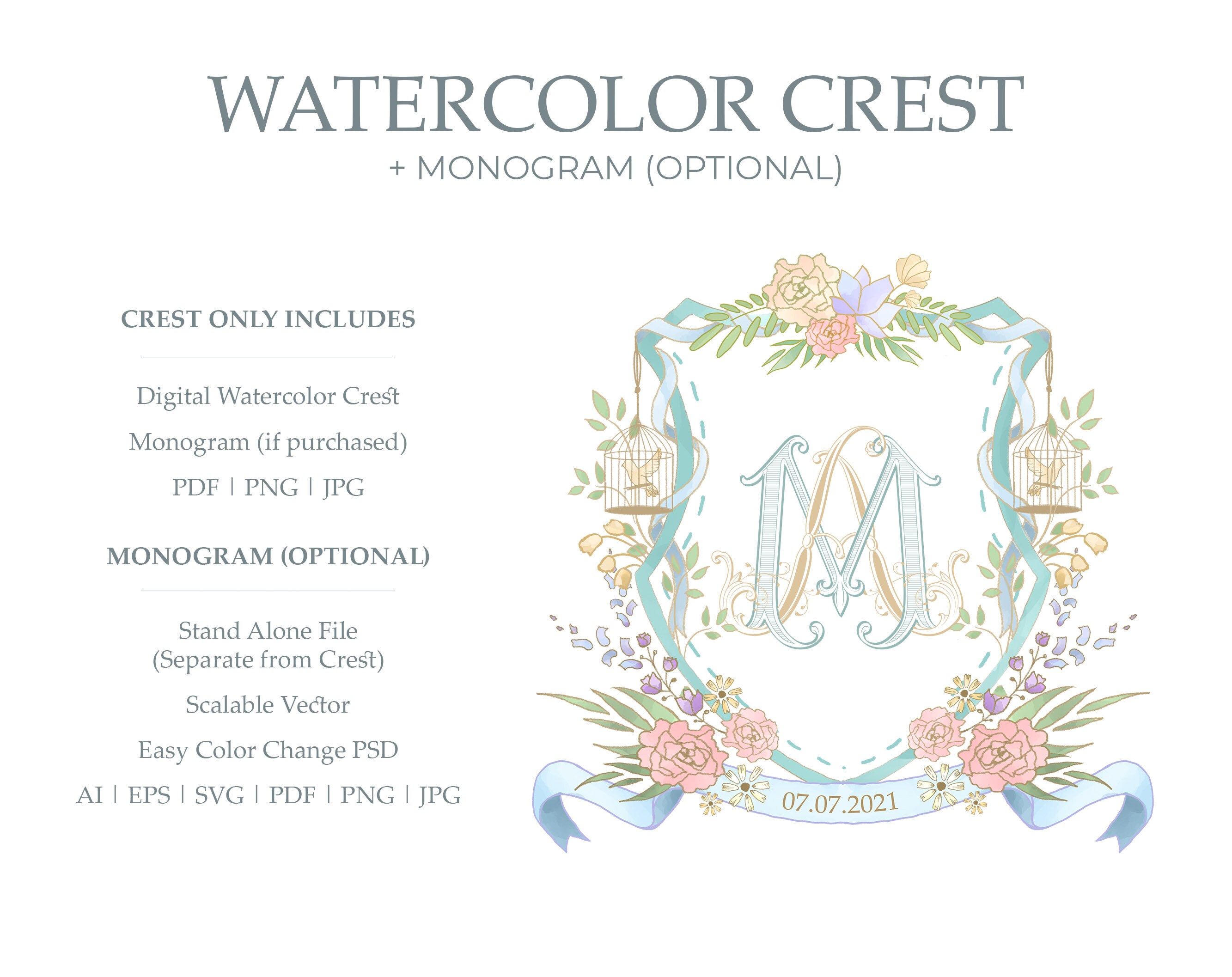 Modern Crest Plus Monogram optional Made to Order Wedding - Etsy