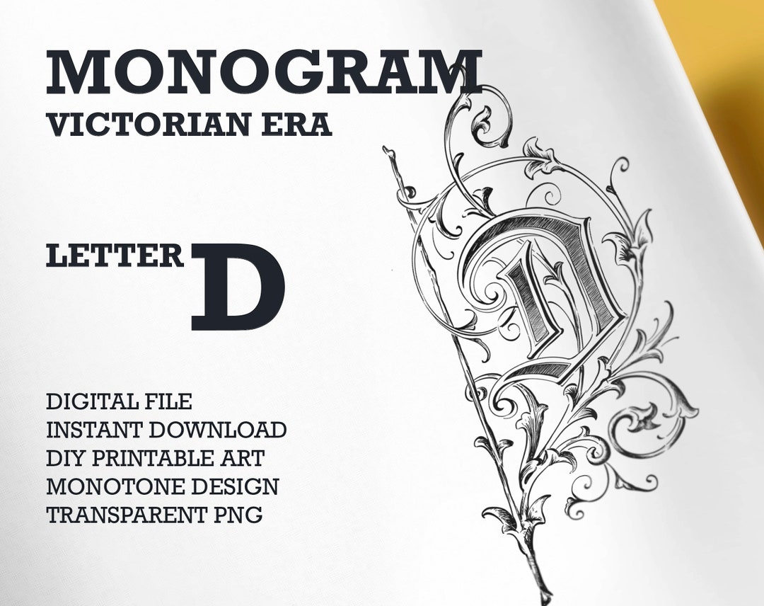 Victorian Era Monogram - Single Letter D, Vintage One Letter Monogram ...