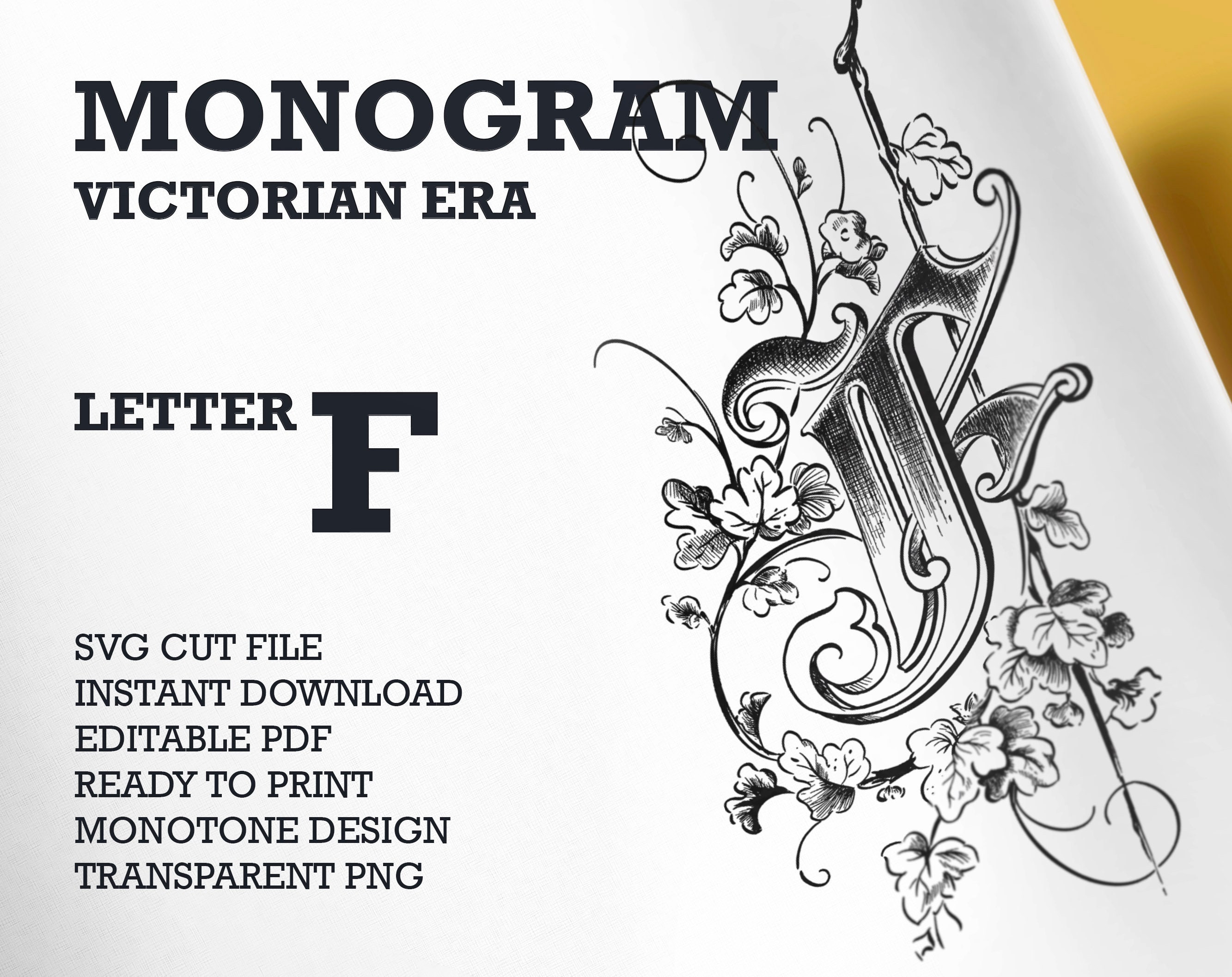 Victorian Era Monogram Single Letter F Vintage One Letter - Etsy