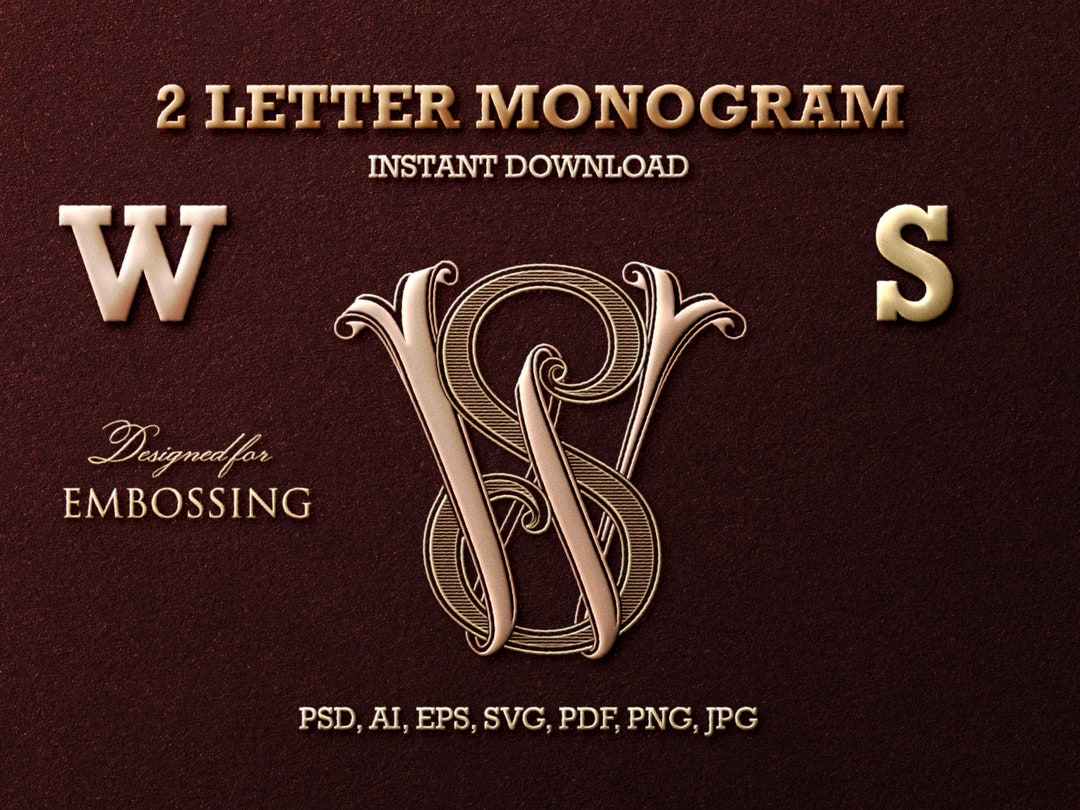 2 Letter Monogram With Letters WS | Digital Download - Wedding Monogram ...