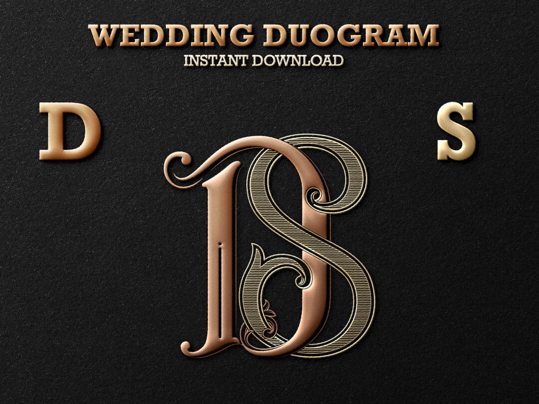 2 Letter Monogram With Letters DS Digital Download Wedding Monogram SVG ...