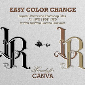LR Wedding Monogram | a Canva Ready SVG | Large File Sizes | 2 Color ...