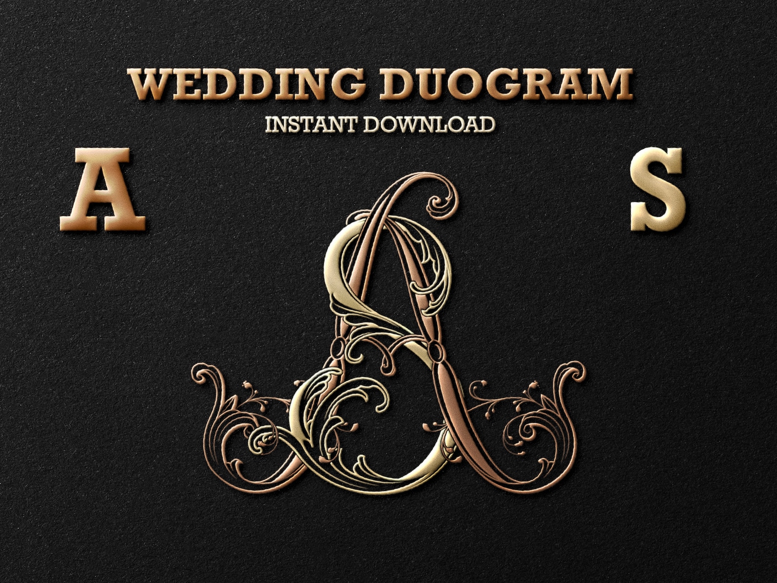 AS SA Wedding Monogram 2 Letter Monogram Digital Monogram | Etsy