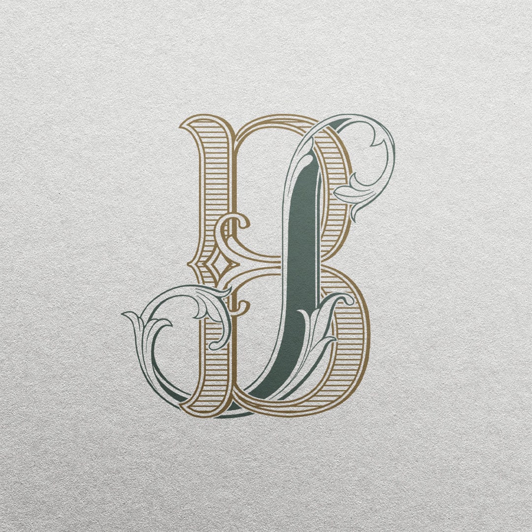 Wedding Monogram or Personal Logo With Initials JB | Color Editable ...