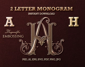 2 Letter Monogram With Letters VM Digital Download Wedding Monogram SVG ...