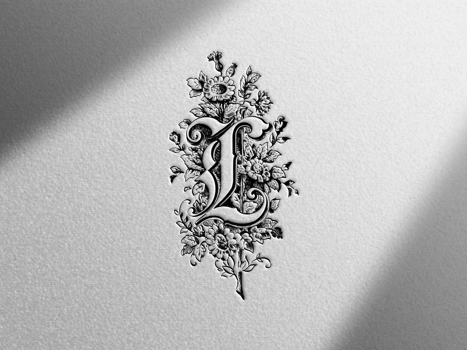 Victorian Era Monogram - Single Letter L, Vintage One Letter Monogram ...