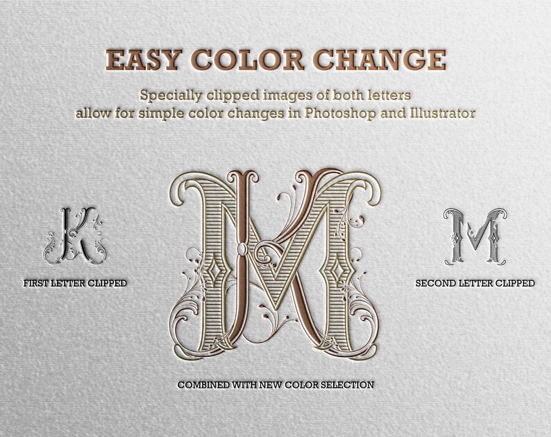 2 Letter Monogram With Letters KM Digital Download Wedding - Etsy