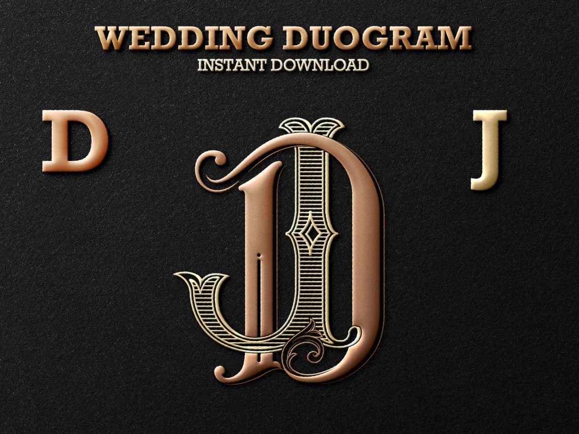 2 Letter Monogram With Letters DJ Digital Download Wedding - Etsy