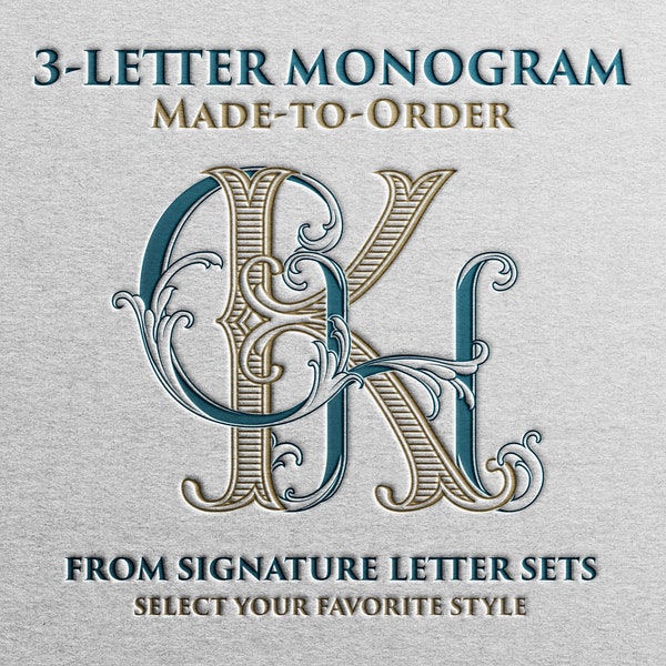 3 Letter Monogram - Etsy