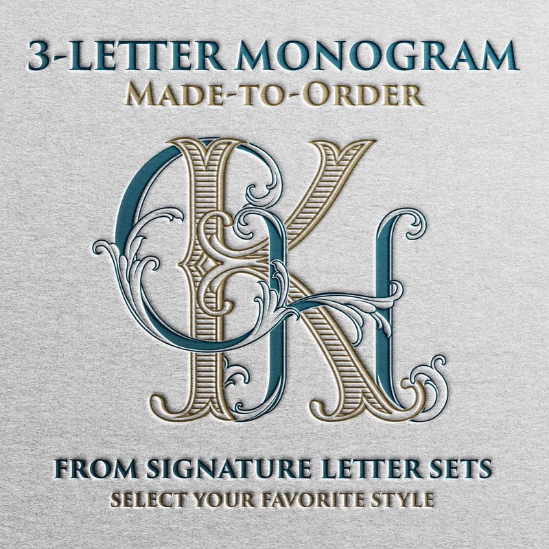 3 Letter Monogram - Etsy