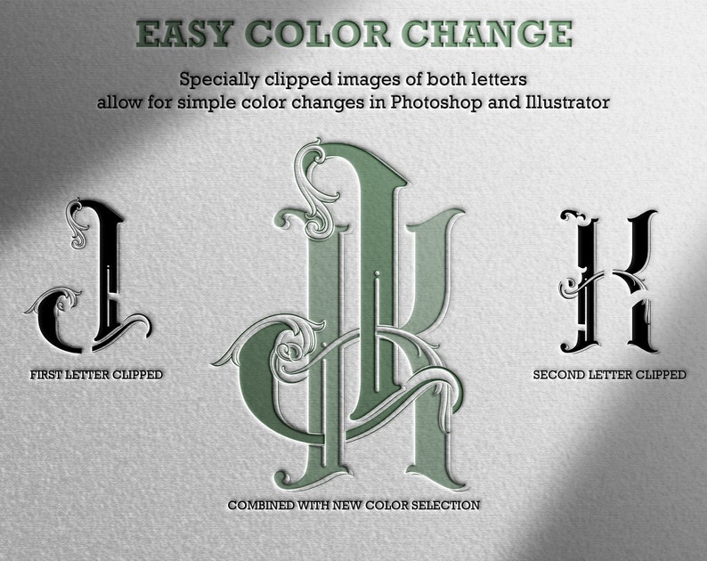 2 Letter Monogram With Letters JK Digital Download Wedding - Etsy