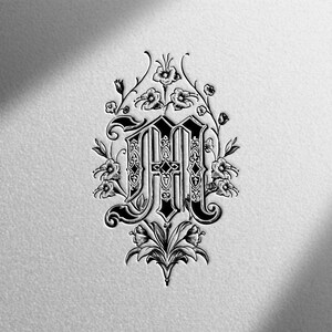 Victorian Era Monogram - Single Letter M, Vintage One Letter Monogram ...