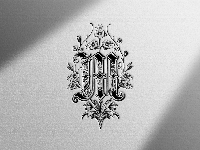 Victorian Era Monogram Single Letter M Vintage One Letter | Etsy