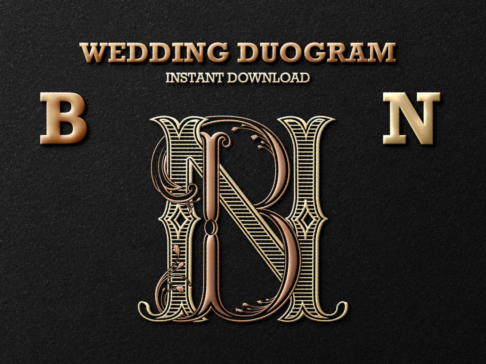 2 Letter Monogram With Letters BN Digital Download Wedding - Etsy