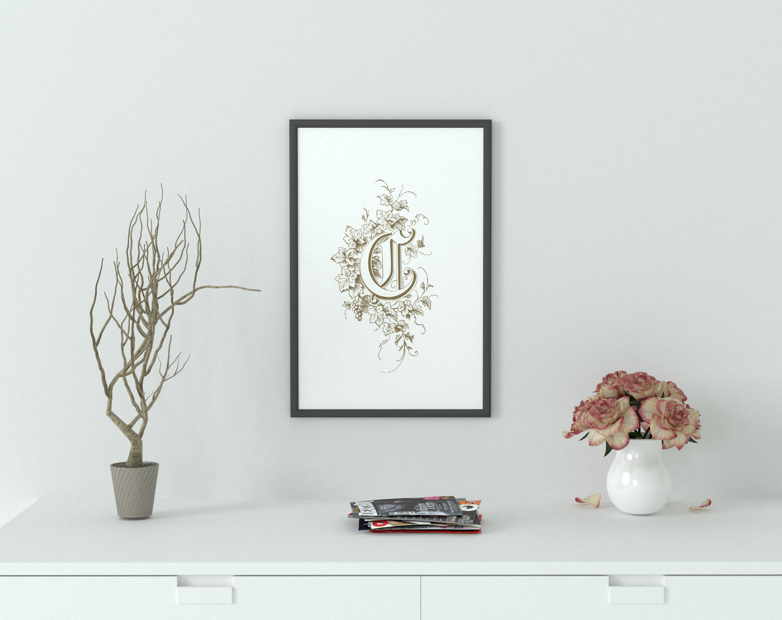 Victorian Era Monogram - Single Letter C, Vintage One Letter Monogram ...