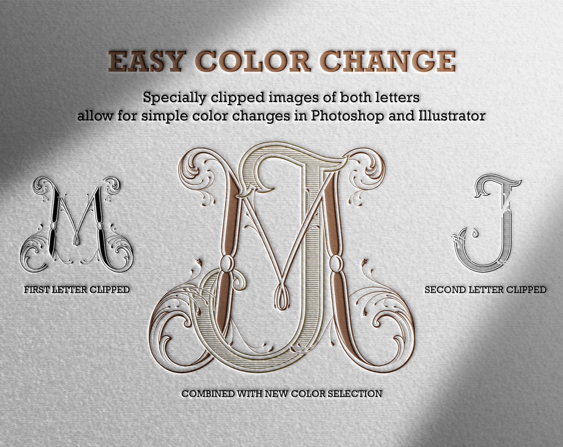 2 Letter Monogram With Letters MJ Digital Download Wedding - Etsy