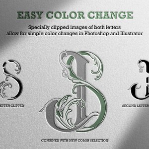 2 Letter Monogram With Letters SJ | Digital Download - Wedding Monogram ...