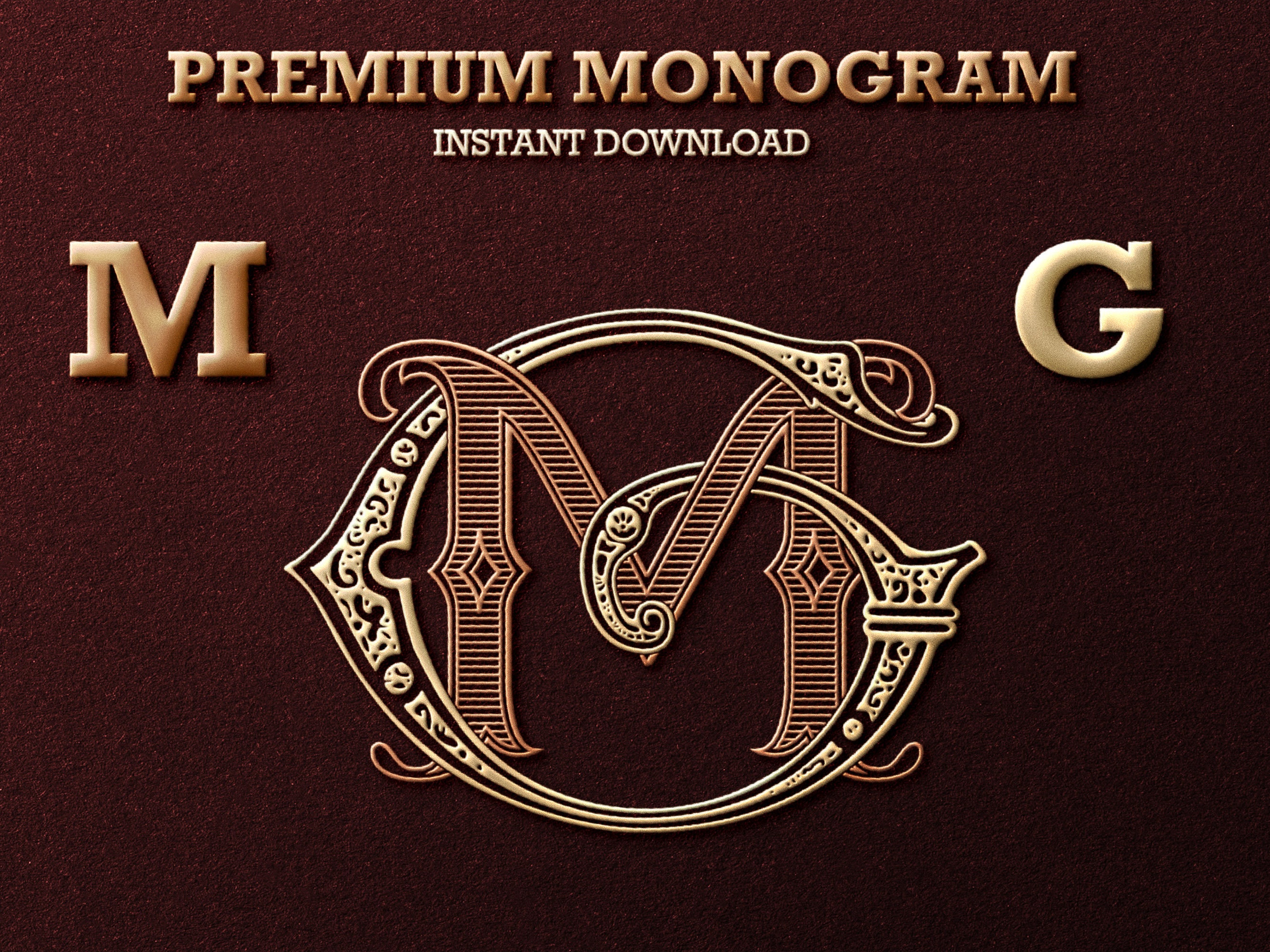 2 Letter Monogram with Letters MG Digital Download Wedding - Etsy France