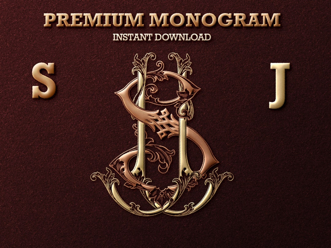 2 Letter Monogram With Letters SJ | Digital Download - Wedding Monogram ...