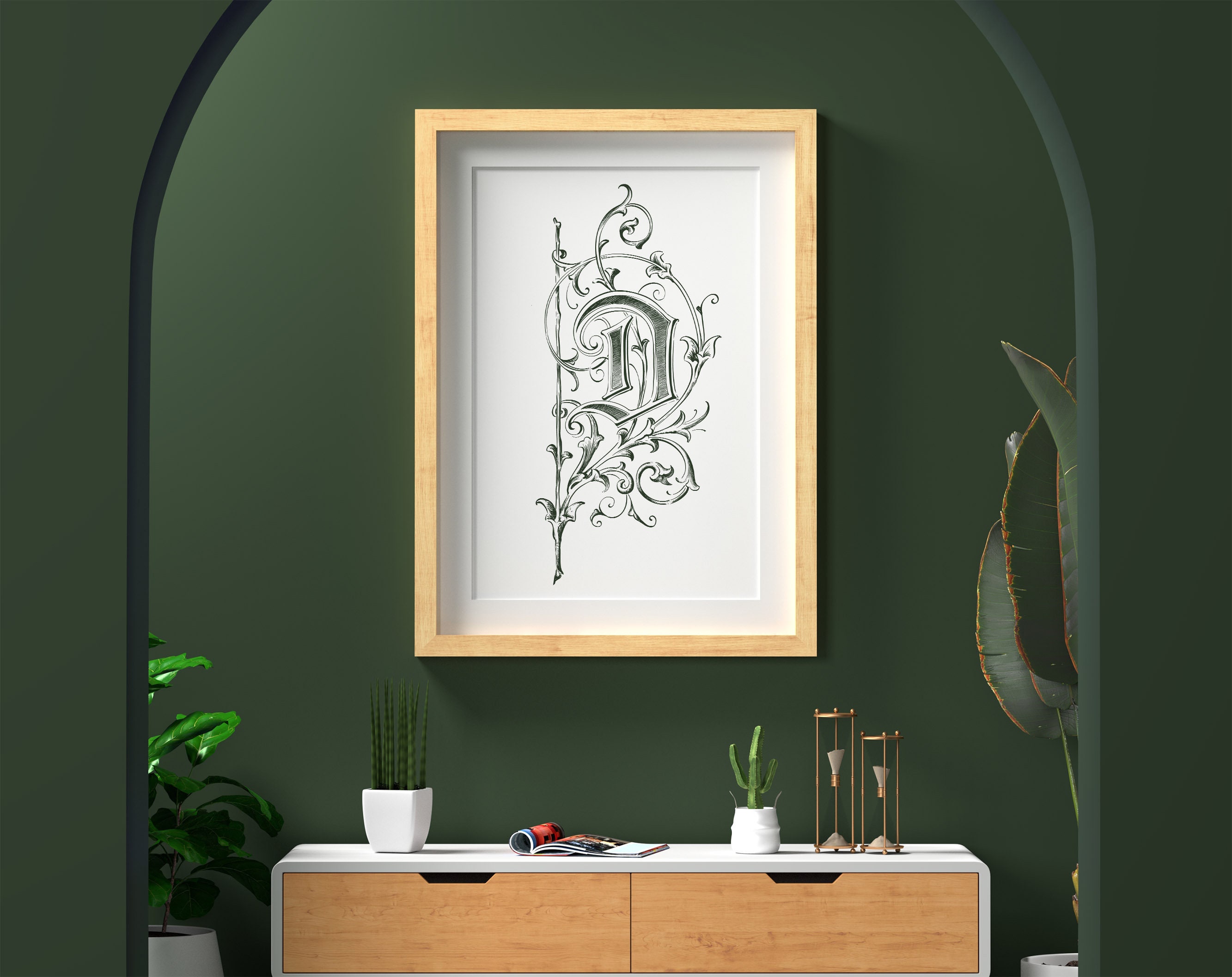 Victorian Era Monogram - Single Letter D, Vintage One Letter Monogram ...