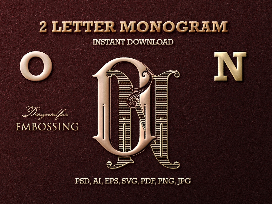 2 Letter Monogram With Letters ON | Digital Download - Wedding Monogram ...