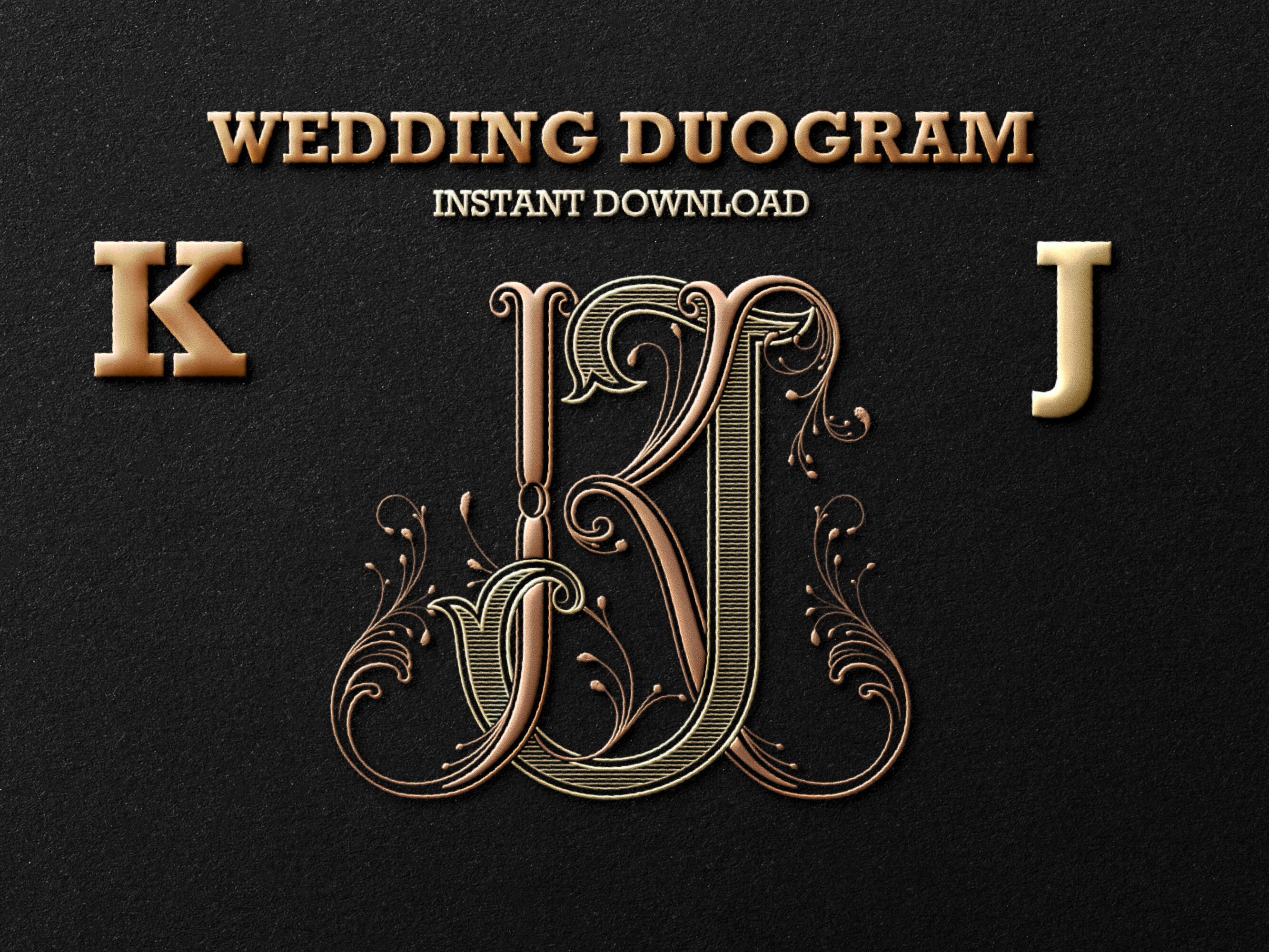 KJ JK Wedding Monogram 2 Letter Monogram Monogram Wedding | Etsy