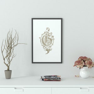 Victorian Era Monogram - Single Letter G, Vintage One Letter Monogram ...