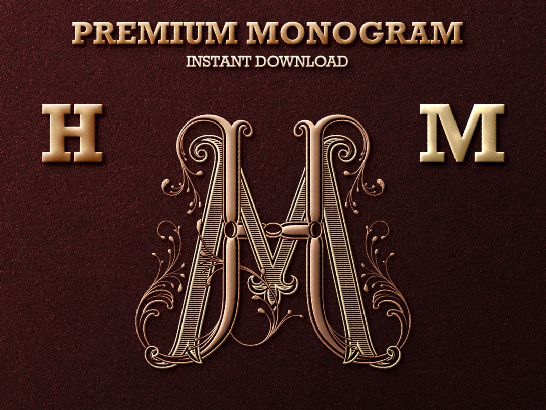 2 Letter Monogram with Letters HM Digital Download Wedding Monogram SVG ...