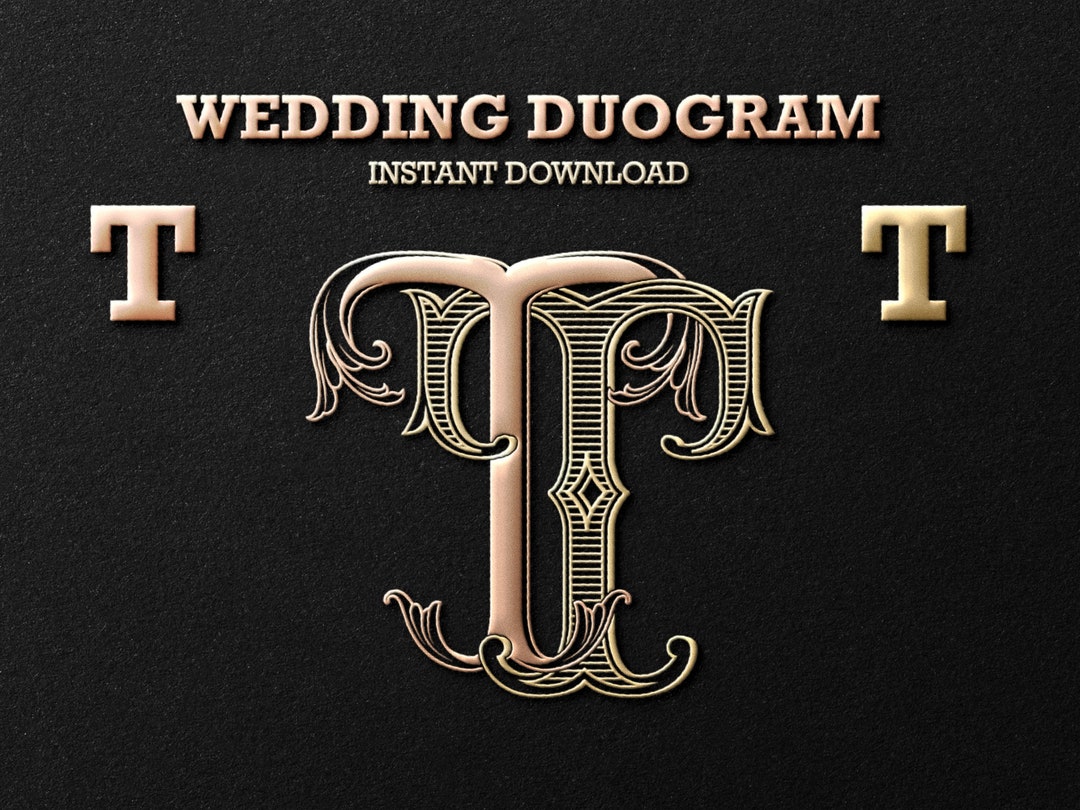 2 Letter Monogram With Letters TT Digital Download Wedding Monogram SVG ...
