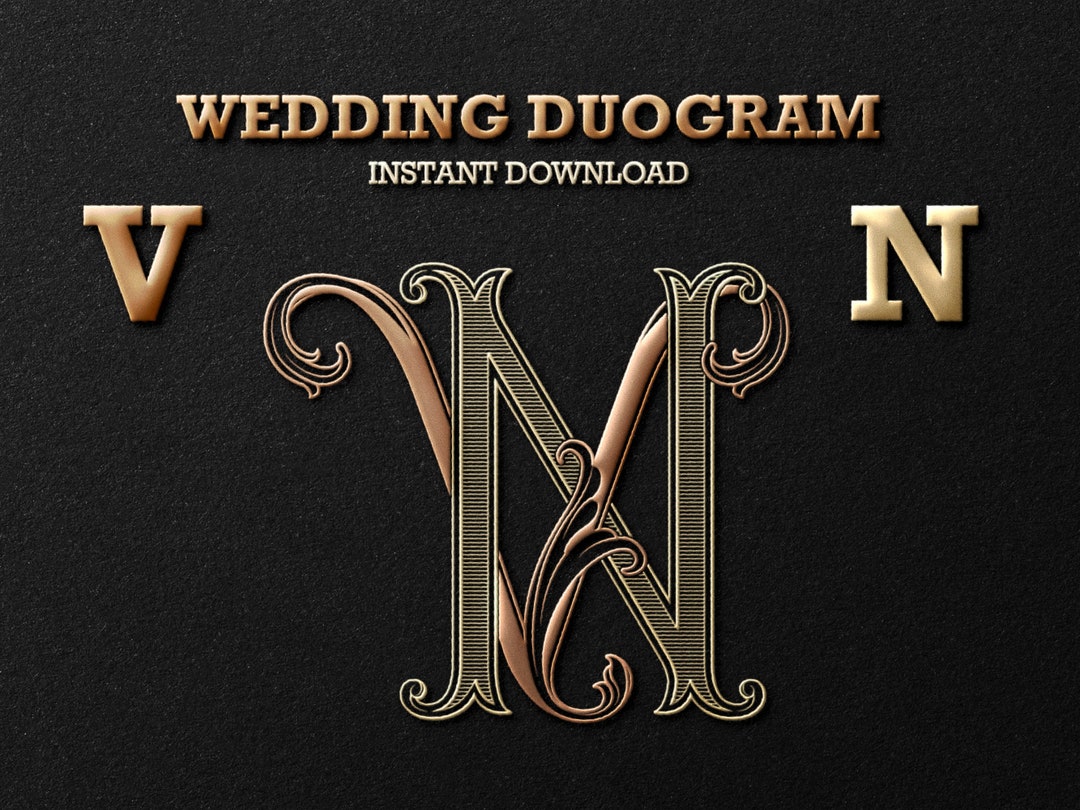 2 Letter Monogram With Letters VN Digital Download Wedding Monogram SVG ...