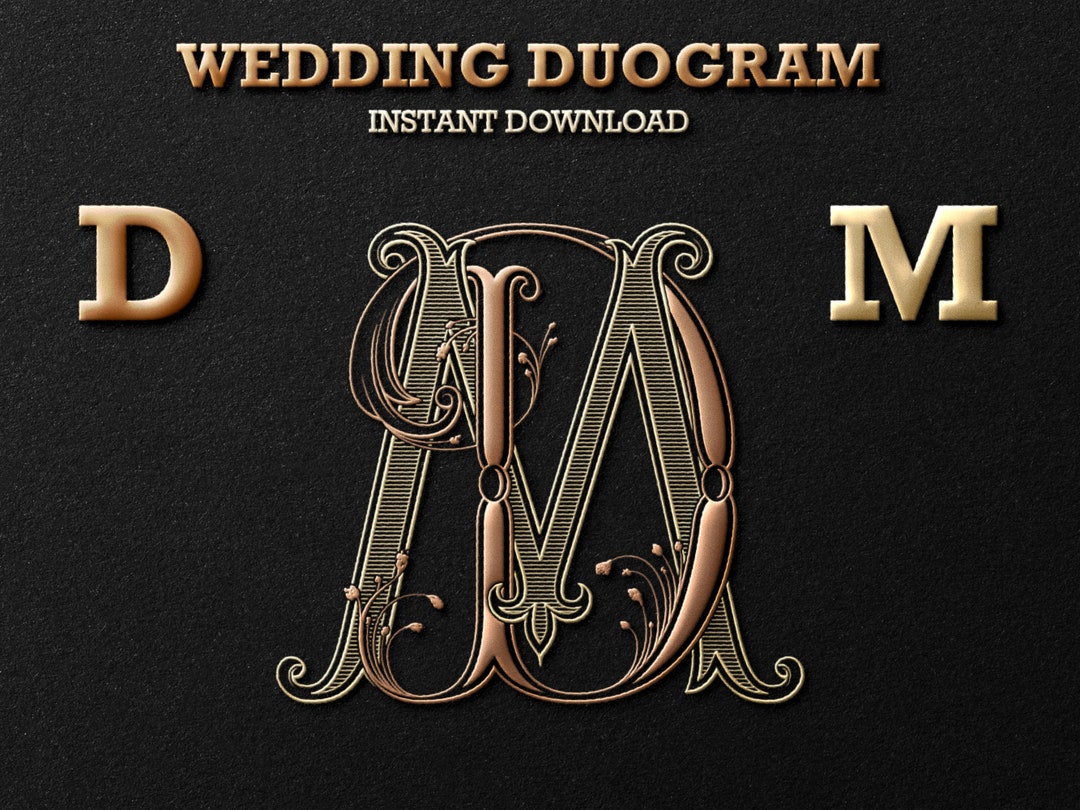 2 Letter Monogram With Letters DM Digital Download Wedding Monogram SVG ...