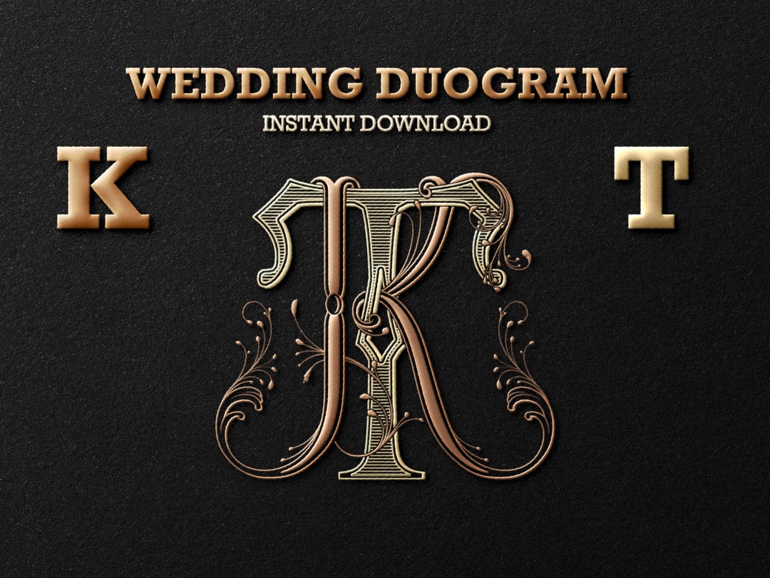 2 Letter Monogram With Letters KT | Digital Download - Wedding Monogram ...