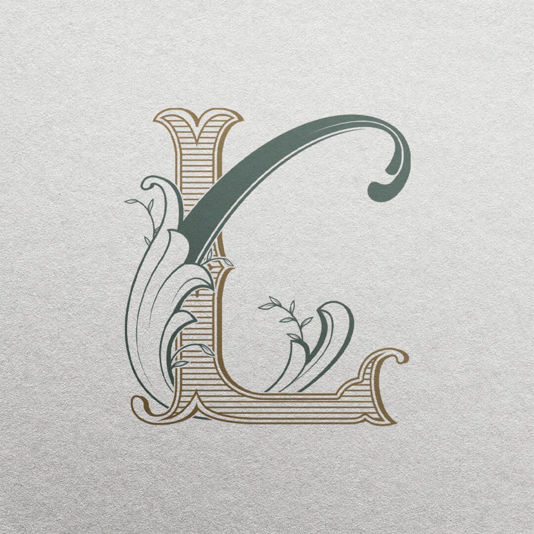 Flowering Wedding Monogram (initials CL): Color Editable Vector Logo ...