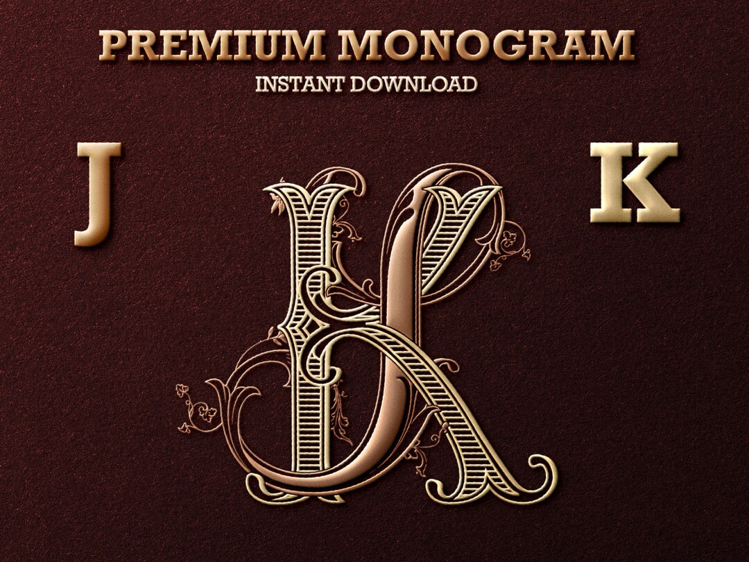 2 Letter Monogram With Letters JK Digital Download Wedding - Etsy