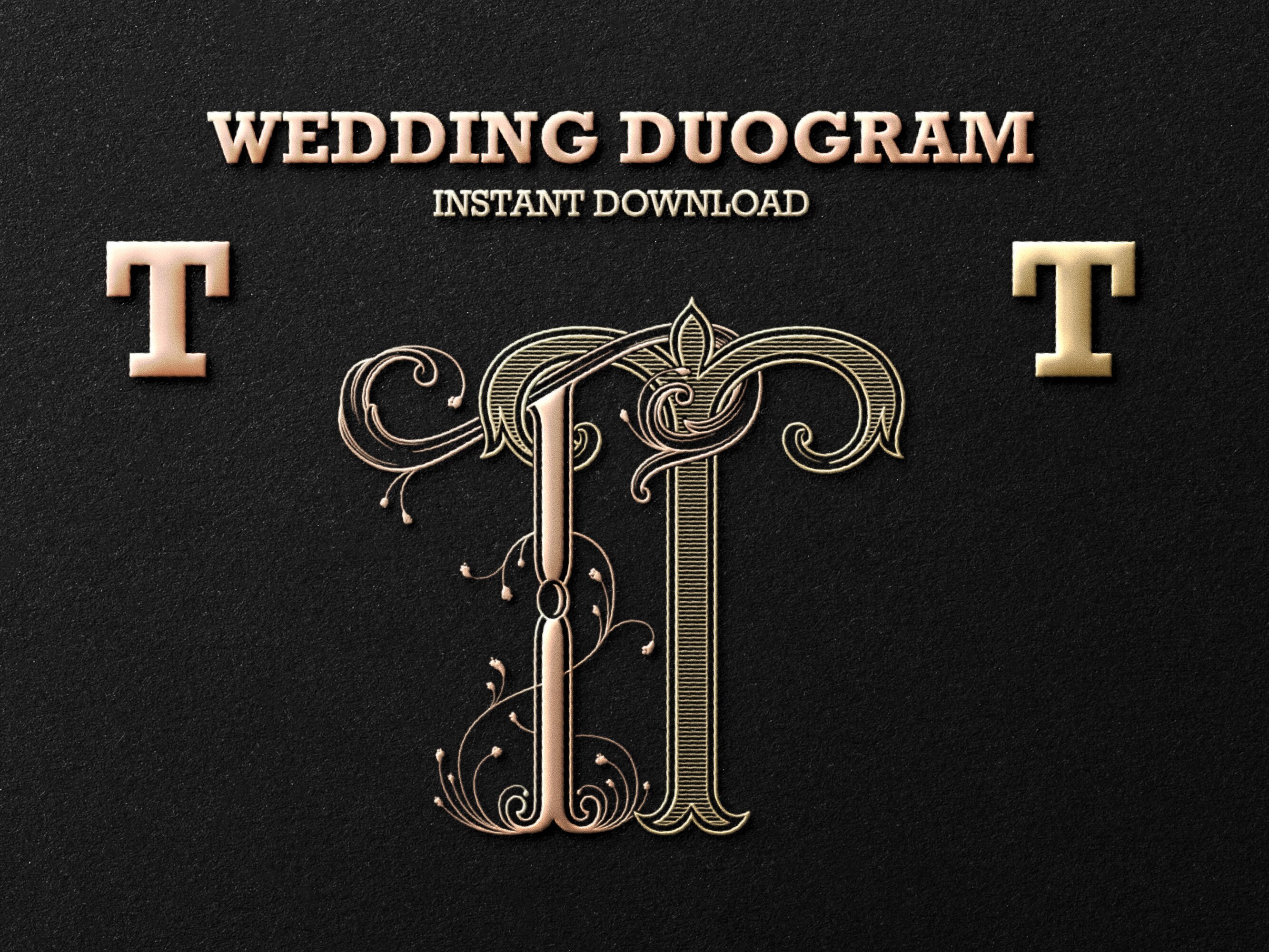 2 Letter Monogram with Letters TT Digital Download Wedding - Etsy France