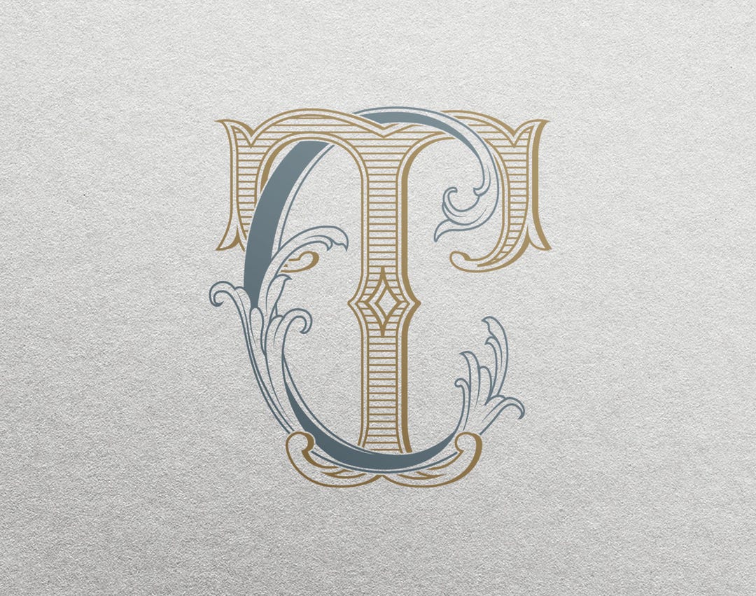 2 Letter Monogram With Letters CT | Digital Download - Wedding Monogram ...