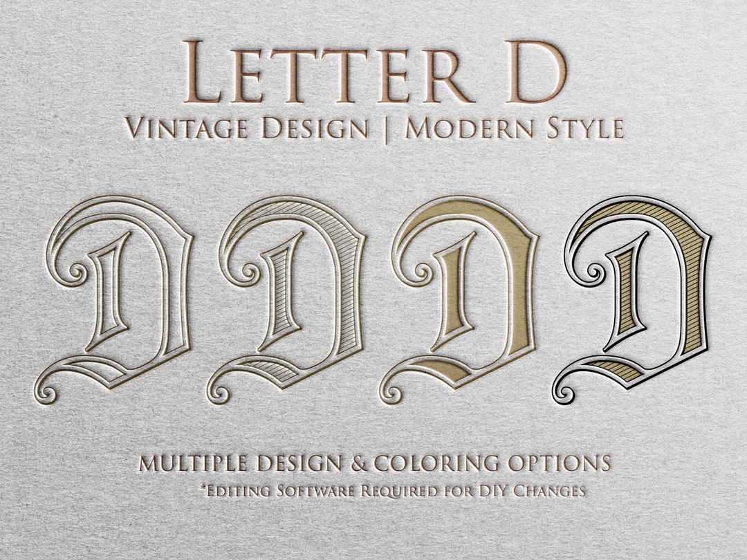 Printable Letter D | Digital Download - Vintage Design of Single Letter ...