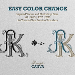 2-letter Monogram (RK) | Digital Download Only - Wedding Monogram SVG ...
