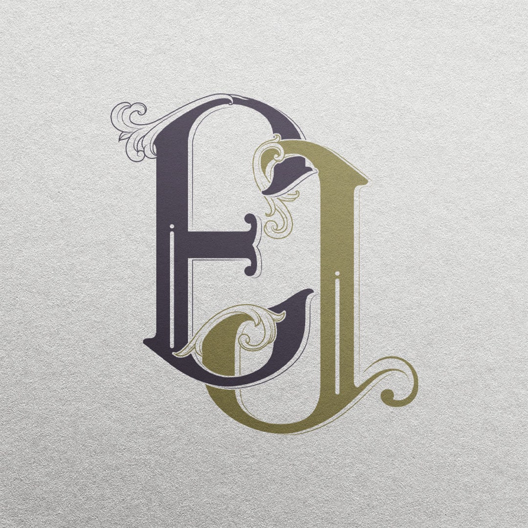 Wedding Monogram or Personal Logo With Initials EJ | Color Editable ...