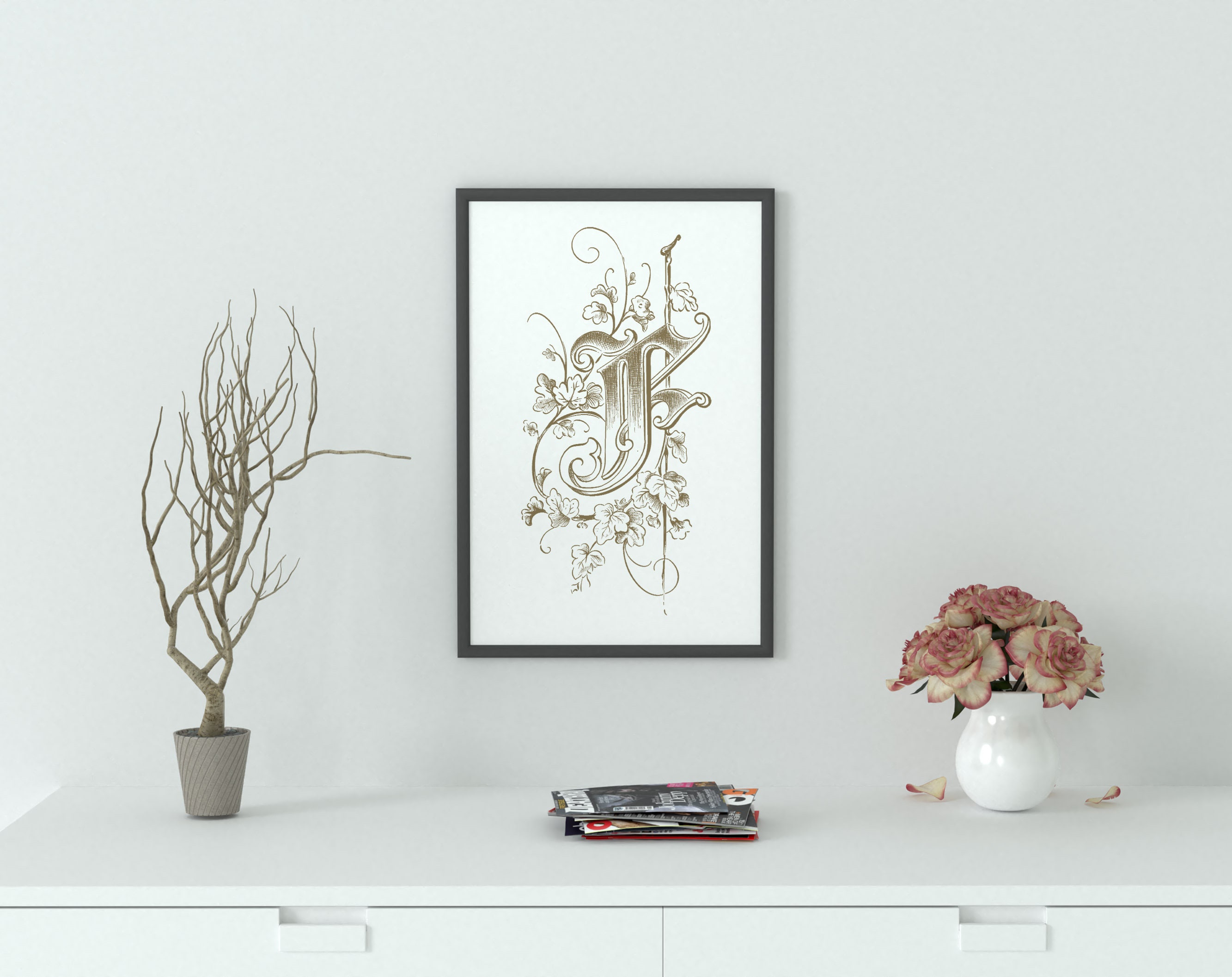 Victorian Era Monogram Single Letter F Vintage One Letter - Etsy