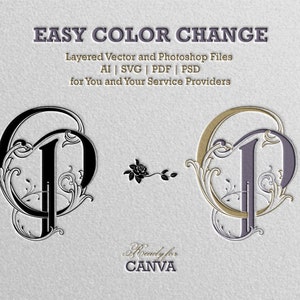 Wedding Monogram or Personal Logo With Initials PC | Color Editable ...