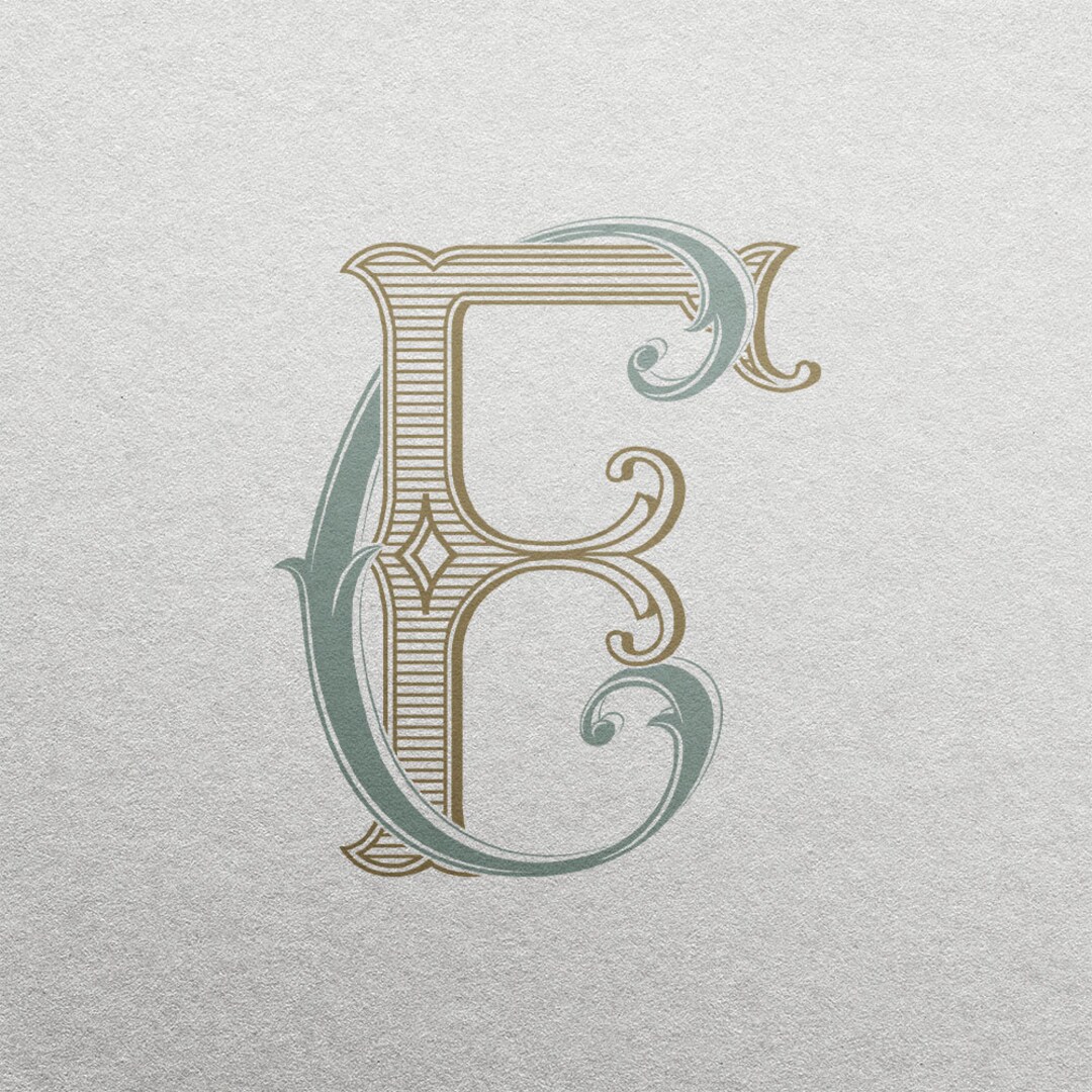 Wedding Monogram or Personal Logo With Initials CF | Color Editable ...