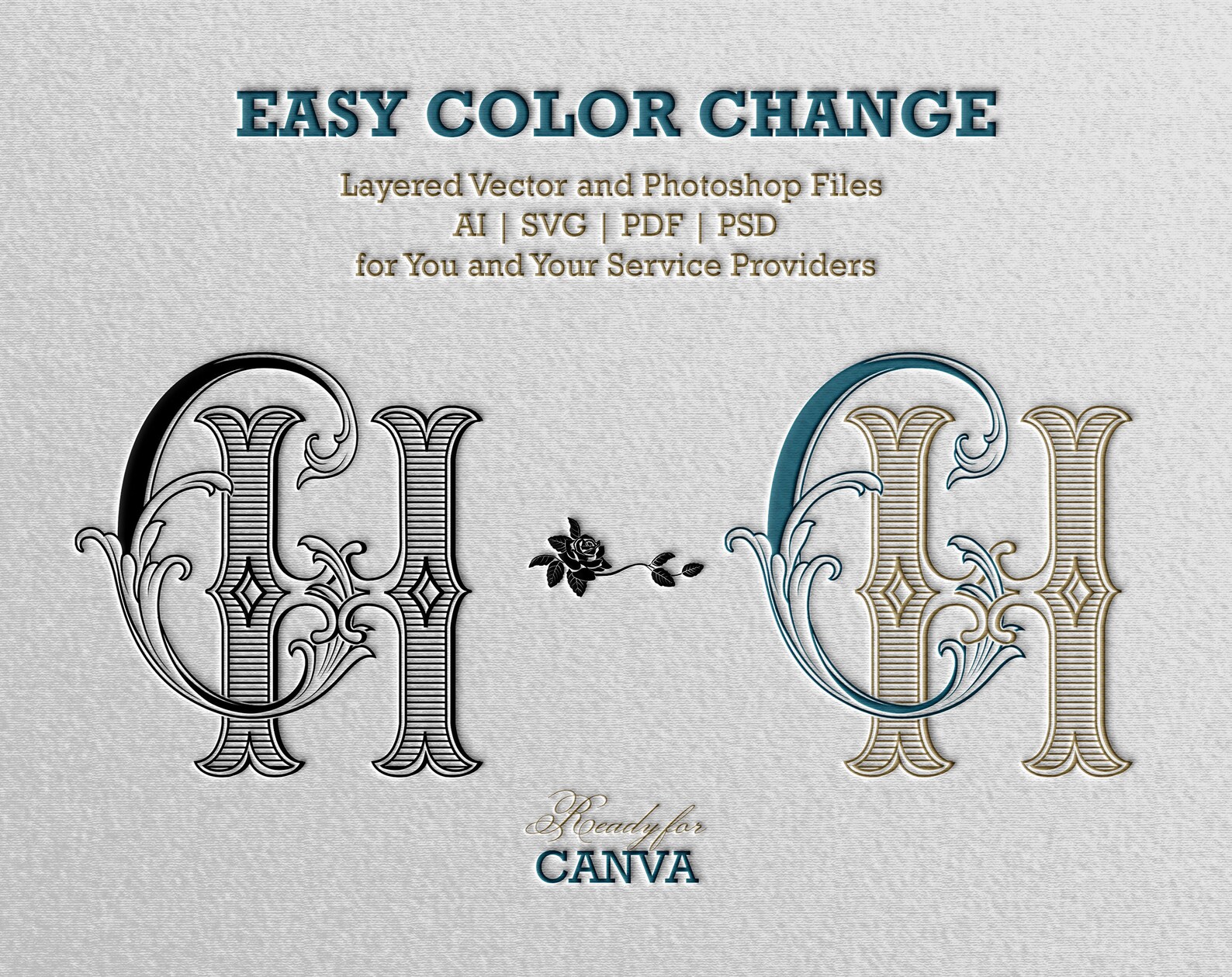 CH Monogram: Elegant Wedding Logo (digital Download) - Etsy