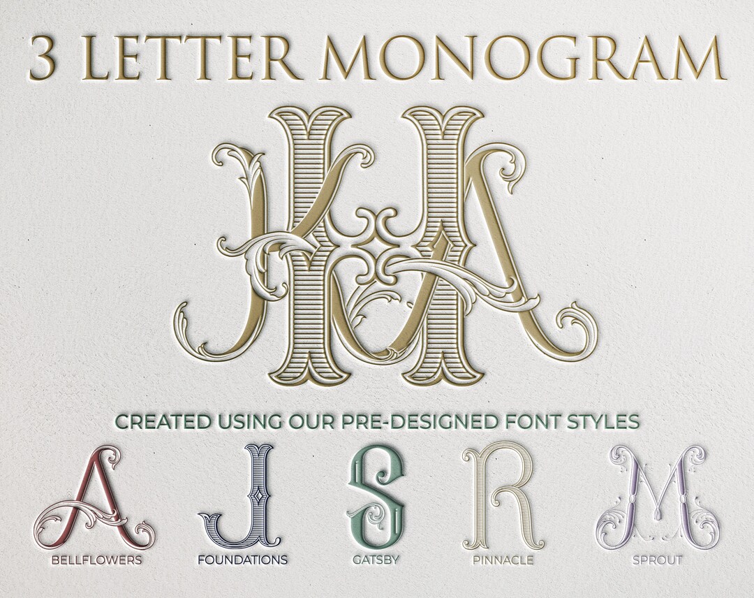Made to Order 3 Letter Monogram Created Using Pre-designed - Etsy