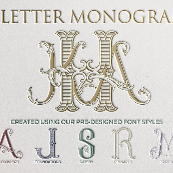 3 Letter Monogram - Etsy