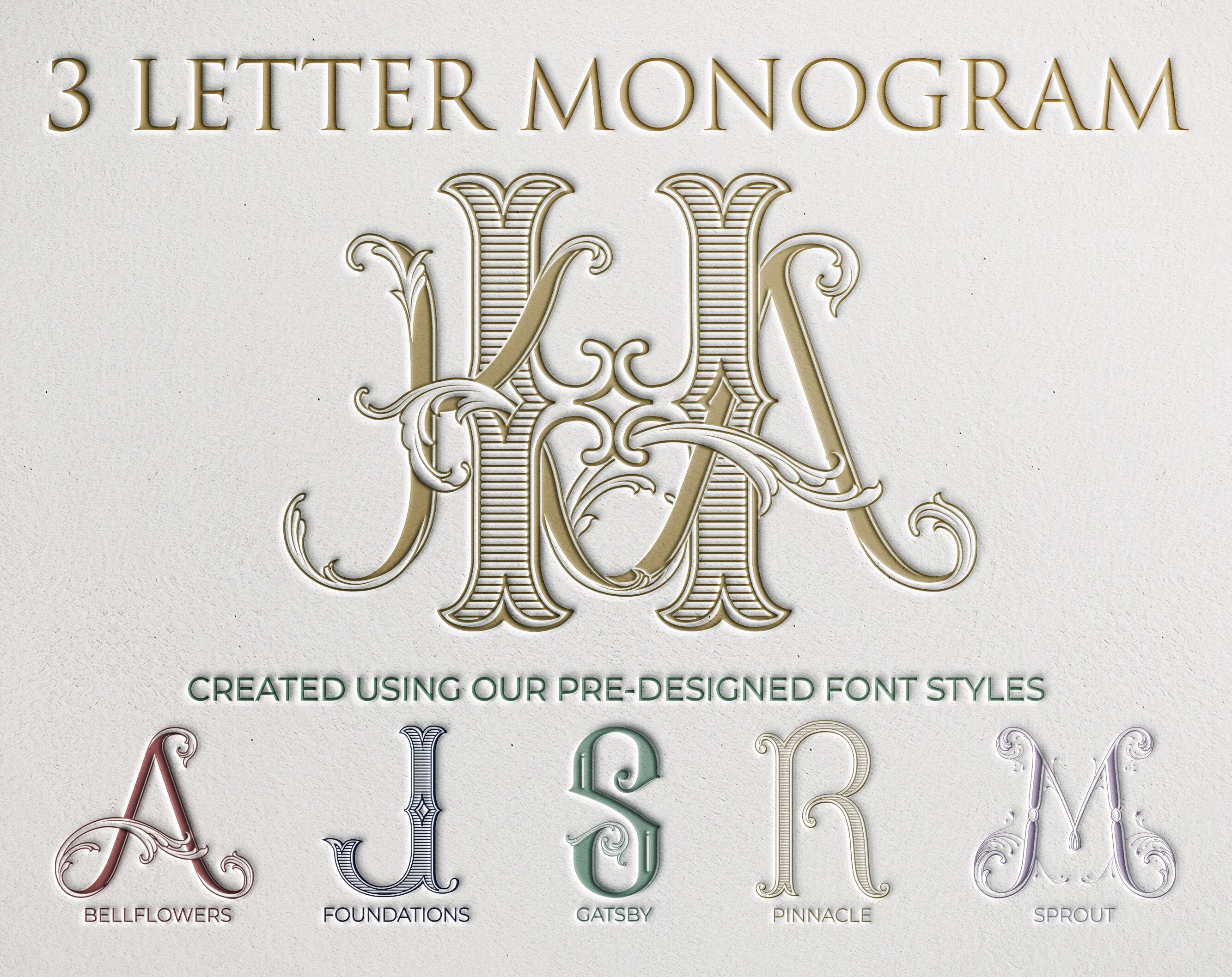 Made to Order 3 Letter Monogram Created Using Pre-designed - Etsy Australia
