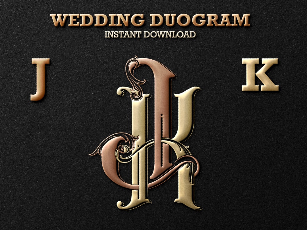 2 Letter Monogram With Letters JK | Digital Download - Wedding Monogram ...